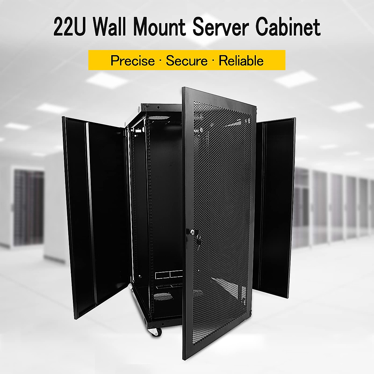 RAISING ELECTRONICS 22U Wall Mount Network WiFi Server Cabinet Rack Enclosure Ventilated Door Lock 22.75inch Depth