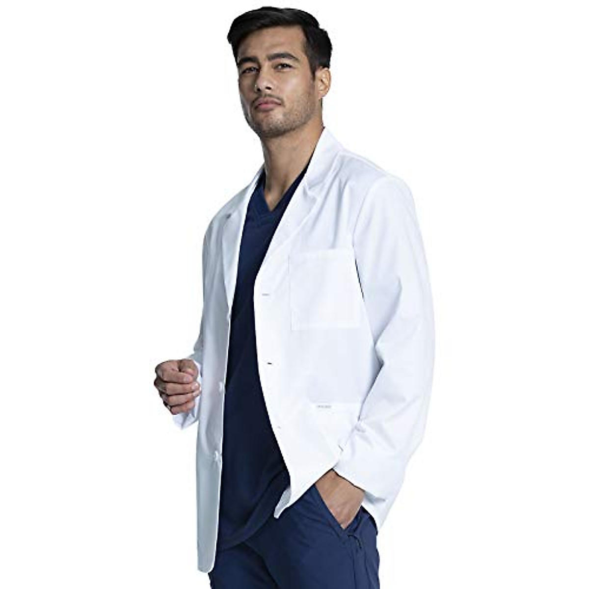Cherokee Men Scrubs Lab Coat 30" Consultation CK401, L, White