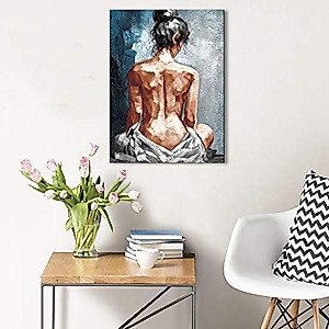 Wall Art for Bathroom Bedroom Decor Abstract Nude Woman Black and Blue Framed Wall Art