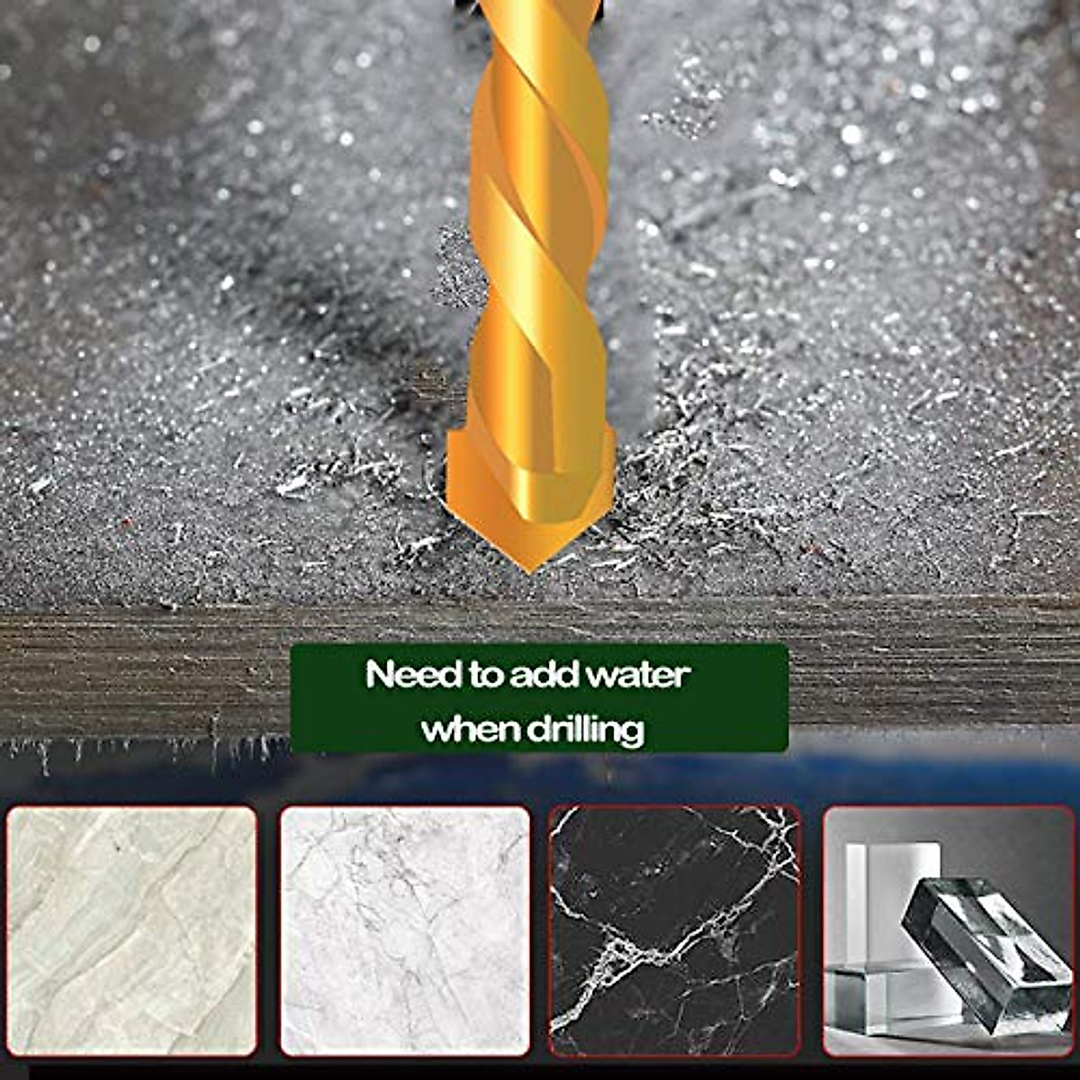 JOERIC Titanium Masonry Drill Bits Set, 10PCS Concrete Drill Bit Ceramic Tile Drill Bit Set Tungsten Carbide Tipped Ceramic Tile Drill Bits for Concrete Brick Glass Plastic and Wood (5mm-12mm)