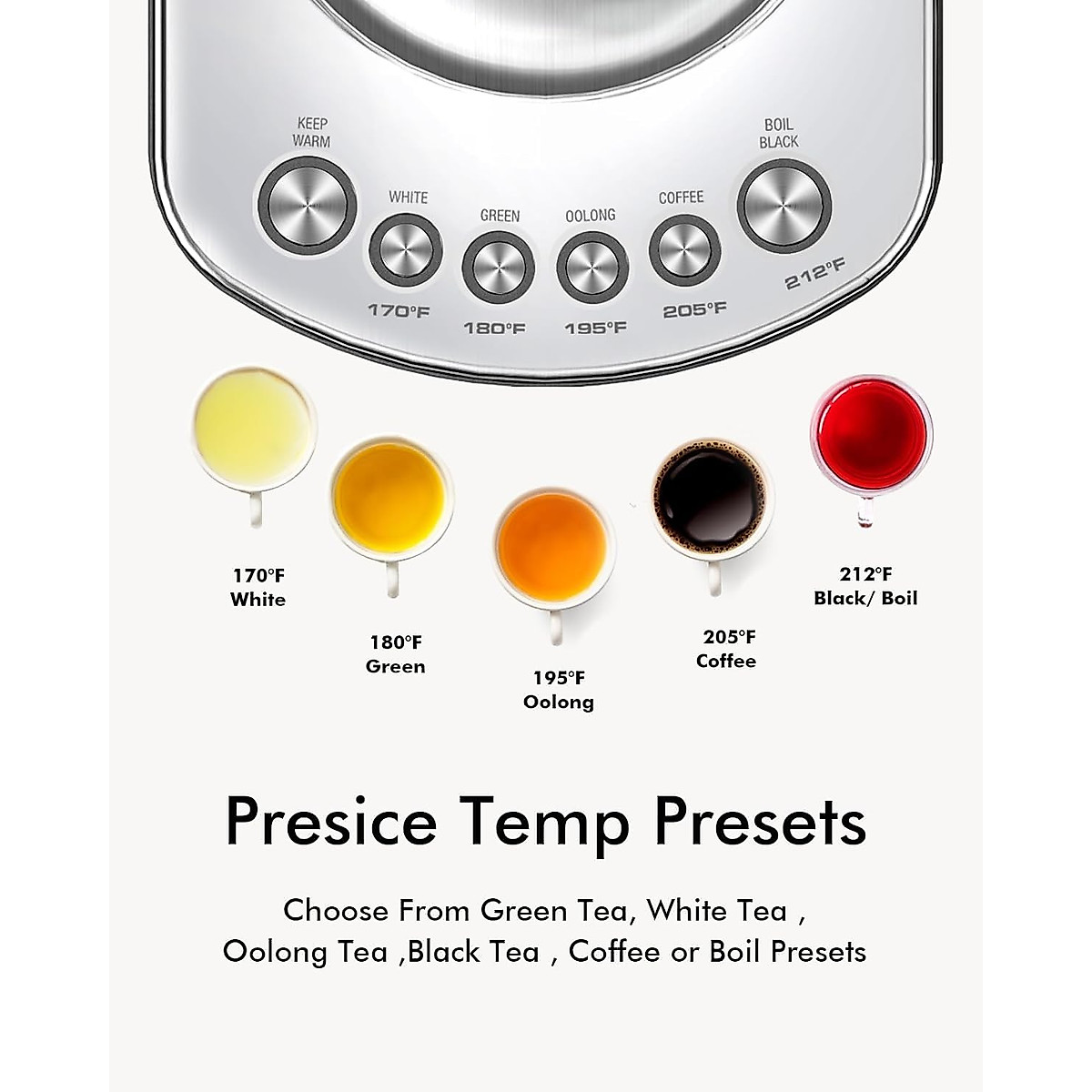 Electric Tea Kettle with Temperature Control, Longdeem 1.7L Stainless Steel Water Boiler & Heater, 1500 Watts for Fast Boiling, Cordless Serving with LED Light, Pastel Blue