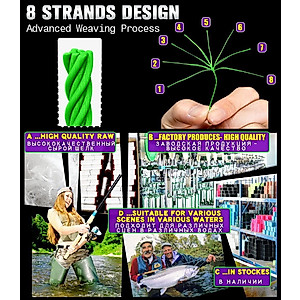 Fishing Lines 4 Braided Fishing Line 300M 100M PE Multifilament Carp Sea Saltwater Floating Wire Accessories Fishing Tool (Color : Green, Size : X4 300M 20LB 1.0)