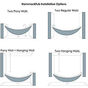 ALFI brand HammockTub1-BM Black Matte 79" Acrylic Suspended Wall Mounted Hammock Bathtub
