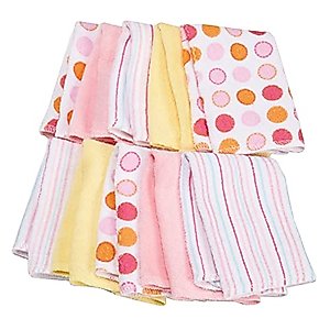 Spasilk Baby 10 Pack Soft Terry Bath Washcloth Wipes