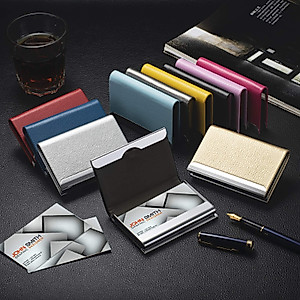 MOTYAWN Business Card Holder, Name Multi Cards Case, Pink Luxury PU Leather Credit Card ID Case - Protector Business Name Card Holder Slim Metal Wallet Pocket Holder Case for Women & Men