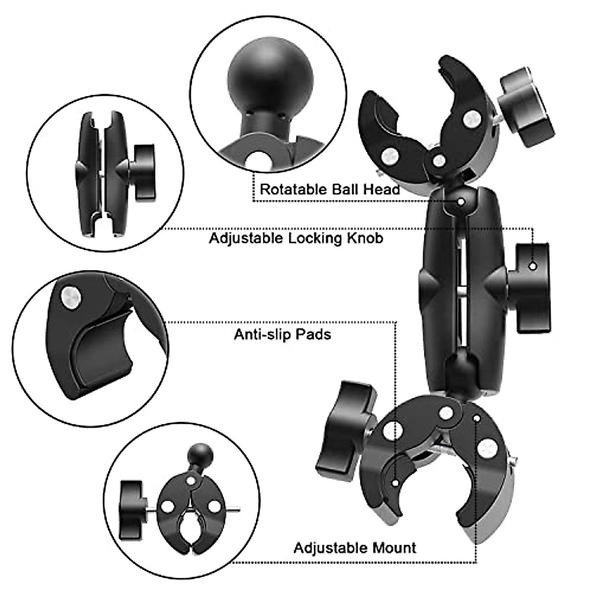 Sequpr Camera Clamp Mount for Gopro, Super Clamp Adapter Double Head Multifunction Holder for Motorcycle, Photography Light Fixture Bracket,Umbrella,Selfie Stick,Reflector
