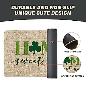 Artoid Mode Sweet Home Green Shamrock Doormat, Seasonal Holiday St. Patrick's Day Low-Profile Yard Floor Switch Mat for Indoor Outdoor 17 x 29 Inch