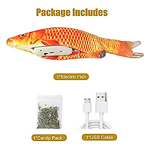 Senneny Electric Moving Fish Cat Toy, Realistic Plush Simulation Electric Wagging Fish Cat Toy Catnip Kicker Toys, Funny Interactive Pets Pillow Chew Bite Kick Supplies for Cat Kitten Kitty (Carp)