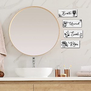 4 Pieces Bathroom Wall Art Rustic Farmhouse Decor Sign Relax Soak Unwind Breathe Wood Hanging Sign for Home Spa Bathroom Laundry Decor