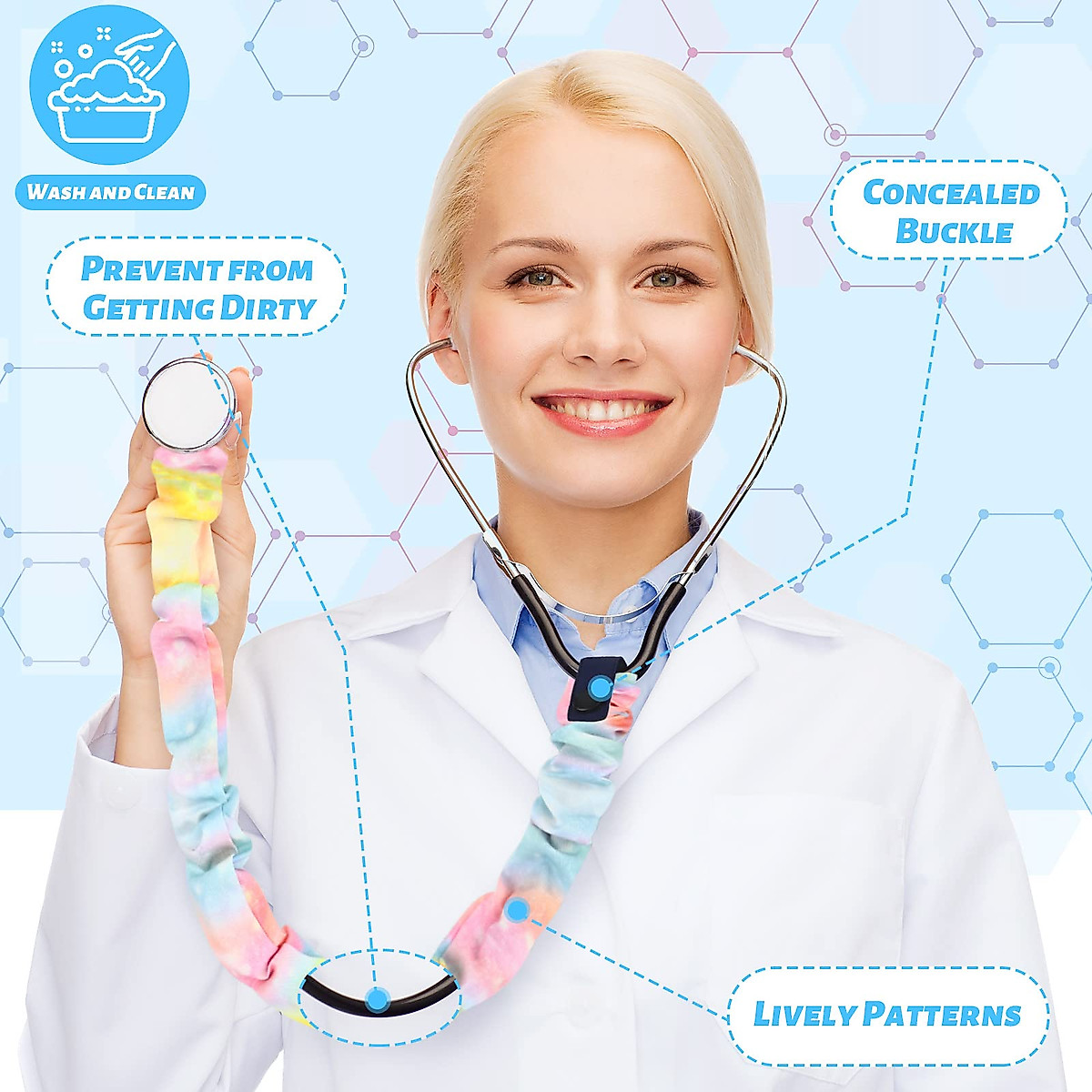 4 Pieces Stethoscope Covers with Removable Tube Handmade Stethoscope Accessories for Nurses Doctors (Starry Sky)