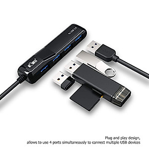 4 Ports USB 3.0 Hub, Ultra Slim Data Hub with High Speed Transfer Up to 5Gbps for iMac, MacBook, Mac Pro/Mini, Surface Pro, XPS, Notebook PC, Laptop USB Flash Drive Mobile Hard Drive