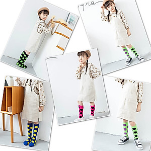 10 Pairs Kids Child Knee High Long Socks polka dots socks Colorful Mid-Calf Uniform Socks Soccer Socks Girls School Socks Sports Socks No Heels Long Boot Wave Point socks for Child Gift(10pcs,point)