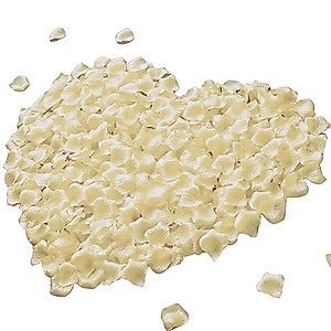 JUPOZOP 1000 PCS Artificial Fake Rose Petals for Wedding, Romantic Night for Her/Him Set, Engagement, Flower Decorations, Event, Party, in Bulk（Ivory）