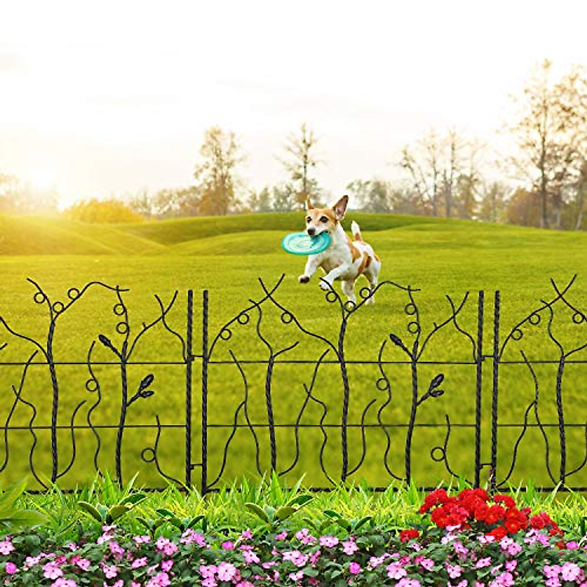 Amagabeli 5 Panels Decorative Garden Fence 11.5ft (L) x 26in (H) Outdoor Rustproof Metal Garden Fencing Border Fence Animal Barrier for Dog Iron Folding Edge Wire for Patio Landscape Flower Bed ET082