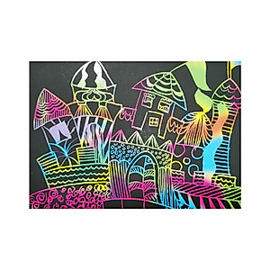 Scratch Paper Art Set for Kids Rainbow Magic Scratch Paper Off Crafts Supplies Kits for Children Girls Boys Black Scratch&Sketch Drawing Paper Sheet DIY Scratch Notebooks Easter Birthday Gift