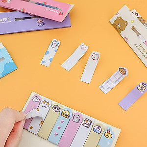 LEEFONE 10 Pack Cute Animals Bookmarks Memo Pad Sticky Note Paper Sticky Notes Page Flags, 5 Styles Self-Stick Tab Bookmark Marker Pad for Office School, 120 Sheets/Pack, 1200 Sheets