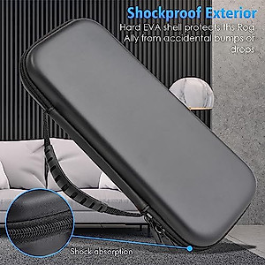 IUHOZI Hard Carrying Case and Clear TPU Soft Cover for ASUS ROG Ally Handheld , ASUS ROG Ally 2023 Travel Case with Joystick Protector (Transparent Black)