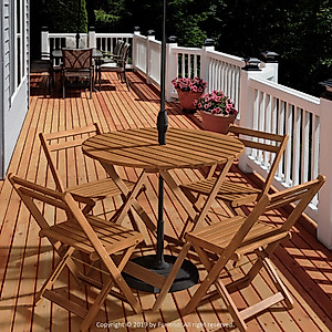 Furinno FG19018F Tioman Outdoor Hardwood Nation Round Dining Table, Natural