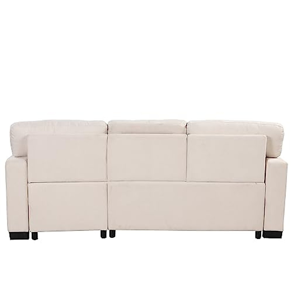 L-Shaped Pull Out Sleep Sofabed,Modern Reversible Sleeper Sectional Sofa Chenille Upholstered Tufted Sofa&Couch with Storage Chaise, Drop-Down Table, Cup Holders, Charging Ports,Power Sockets, Racks