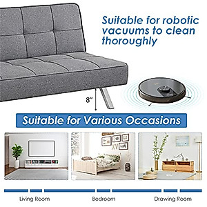 ZYJBM Convertible Futon Grey Linen Fabric Sofa Bed Adjustable Sleeper with Stainless Steel Legs