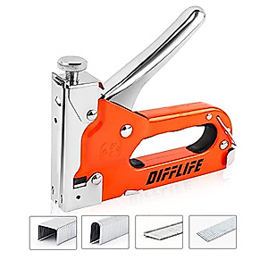 DIFFLIFE Staple Gun Heavy Duty, YEAHOME 4-in-1 Stapler Gun with 2400 Staples, Manual Brad Nailer Power Adjustment Stapler Gun for Wood, Crafts, Carpentry, Decoration DIY
