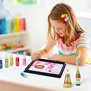 Sand Art Kit for Ages 3 to 10 - Everything Kids Need for Fun DIY Crafts - 16 Sand Peel&Sprinkle Pictures, 2 Sand Art Bottles, 8 Jars of Colored Sand, 2 Jars of Glitter, 1Tray, Funnel, Brush & Art Tool