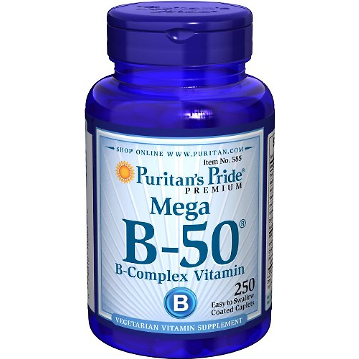 Puritan's Pride Vitamin B-50 Complex Supports Energy Metabolism, 250 Caplets, by Puritan's Pride, 250 Count (Pack of 1) (585)