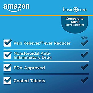 Amazon Basic Care Ibuprofen Tablets, Fever Reducer and Pain Relief from Body Aches, Headache, Arthritis Pain and More, 500 Count