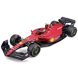 Bburago - 1/18 Scale Model Compatible with Ferrari Replica Miniature Model Compatible with Scuderia F1-75 # 55 Compatible with Carlos Sainz Season 2022 Formula 1 Scale Model Collectible (Red)