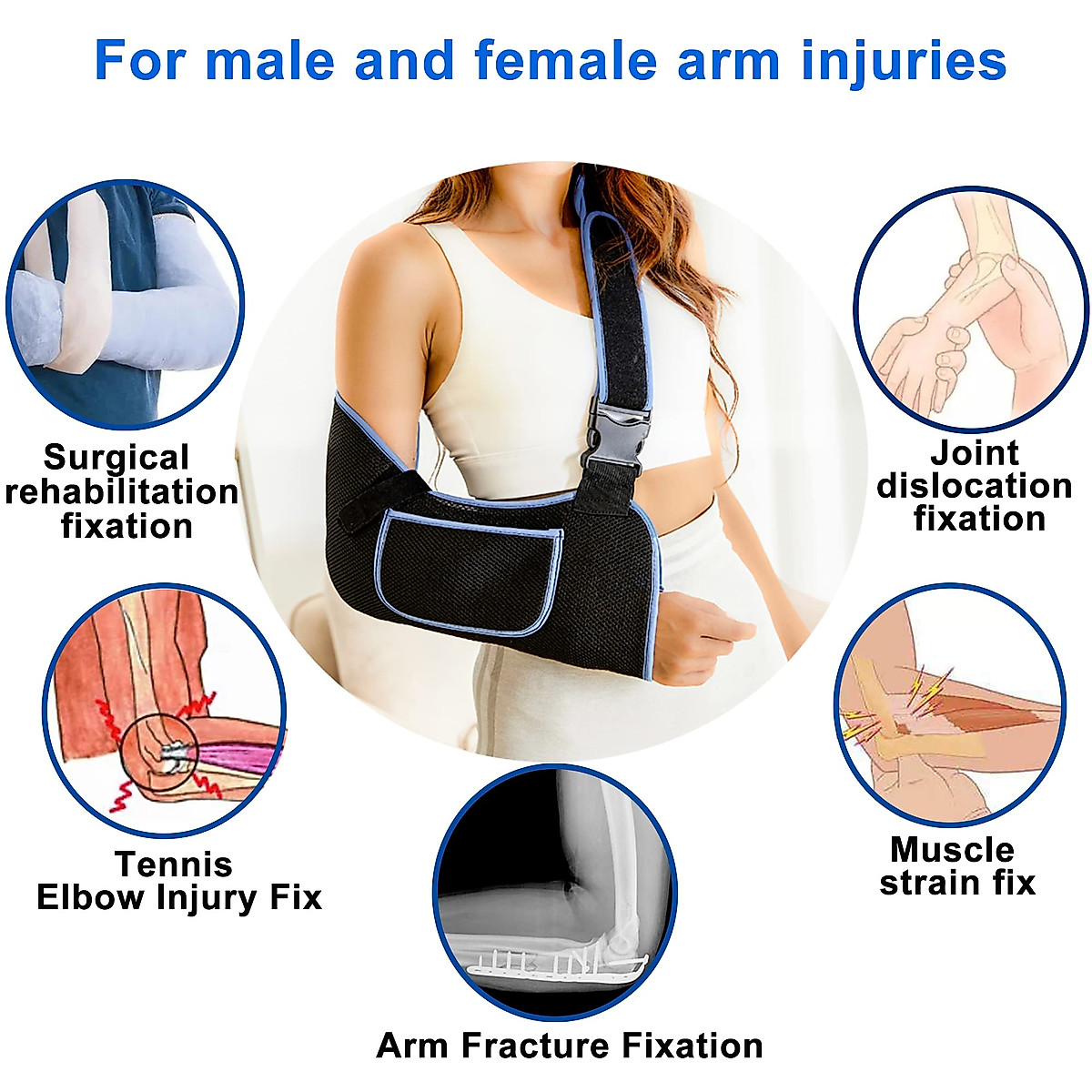 VISKONDA Arm Sling Shoulder Immobilizer-Rotator Cuff Support Brace-Comfortable Medical Sling for Shoulder Injury,Left and Right Arm,Men and Women,for Broken,Dislocated,Fracture,Strain(Large)