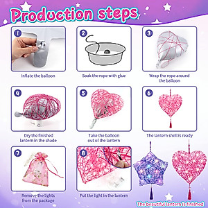 G.C 3D String Art Kit for Kids Arts and Crafts for 8 9 10 11 12 Year Old Girls Boys DIY Light up Heart Star Lantern Toys Birthday Gifts 20 Multi-Colored LED Bulbs