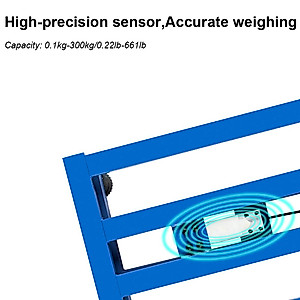 TUFFIOM 660lbs Weight Electronic Platform Scale,Digital Floor Heavy Duty Folding Scales,Stainless Steel High-Definition LCD Display,Perfect for Luggage Shipping Mailing Package Price (Dark Blue)