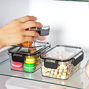 Moretoes 3pcs 450ml Airtight Food Storage Containers with Lids, Plastic Stacktable Storage Meal Prep Lunch Containers (3 Containers, 3 Lids)