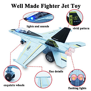 OTONOPI Fighter Jet Army Military Air Force Airplane Toy Pull Back Aircraft Die Cast Metal Model Plane Collection with Lights and Sounds for Kids Age 3+