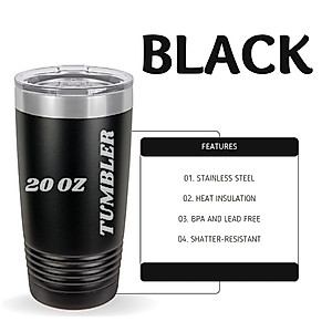 OEZZO Customized 20oz Tumblers, Double Wall Personalized Bottles with Splash and Leak Proof Slider Lid, Laser Engraved Text with Names (20oz, Black)