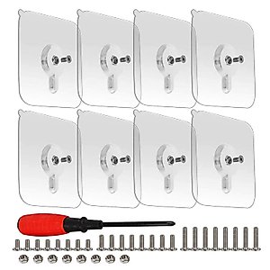 8-Set Adhesive Screws Wall Mount Hanging Nails No-Trace No Drilling Stick-on Sticky Screw with 3 Different Size Screw for Bathroom Kitchen Storage Room Tile Wall Shower Room