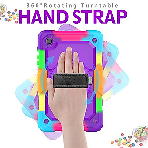 ausleben Case for Samsung Galaxy Tab A7 Lite case 8.7 inch 2021 SM-T220/SM-T225.Full Body Protection Case with Built-in Screen Protector Pen Holder [360 Rotating Hand Strap] (ColorfulPurple)