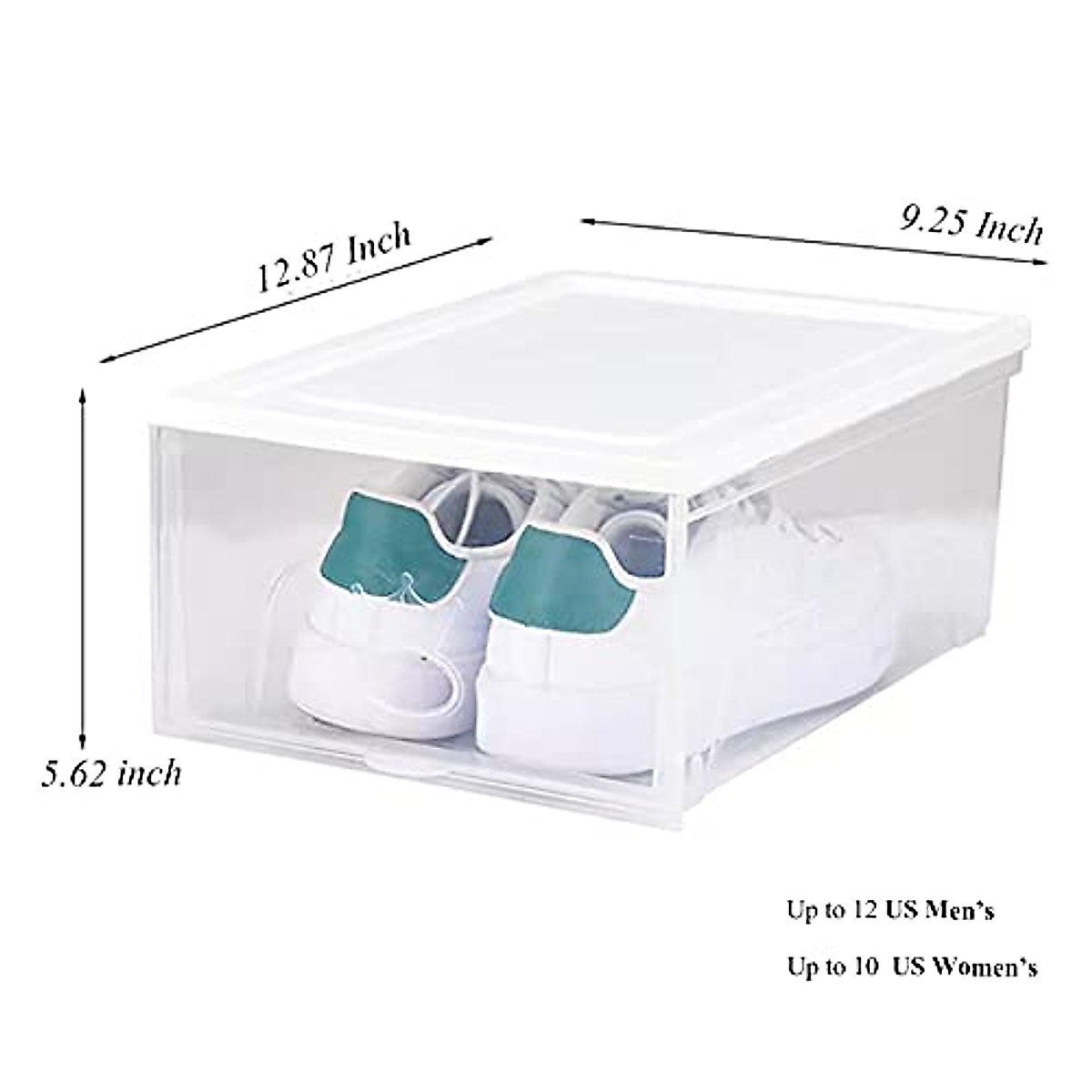 Yagizaai Bayou Shoe Boxes Clear Plastic Stackable, 8 PCS Heavy Duty Shoe Boxes, Clear Shoe Boxes with Lids Stackable, Easy to Assemble for Size Up to 10