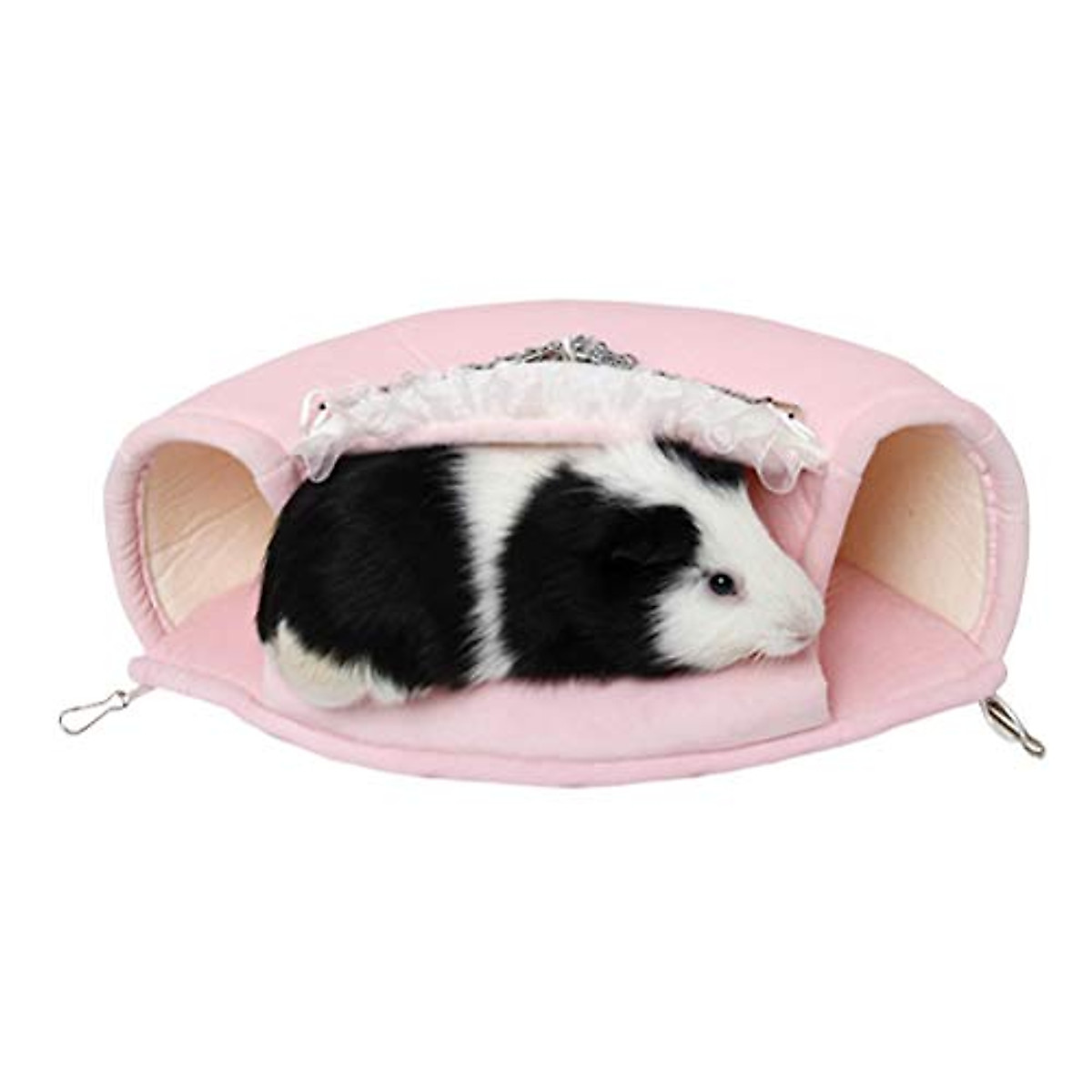 Balacoo Rat Hamster Bed Tunnel Winter Warm Fleece Small Pet Squirrel Hedgehog Chinchilla Rabbit Guinea Pig Bed House Cage Nest Hamster Accessories (Pink, Size S)