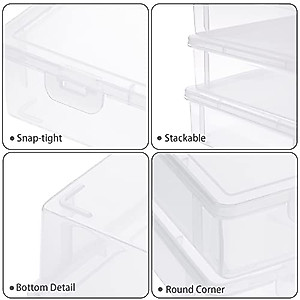 BTSKY Clear Plastic Storage Box with Flap Lid, Multipurpose Craft Organizers and Storage Box Art Supply Storage Organizer Plastic Sewing Box for Beads Pencils Notebooks, 6 Pack Small
