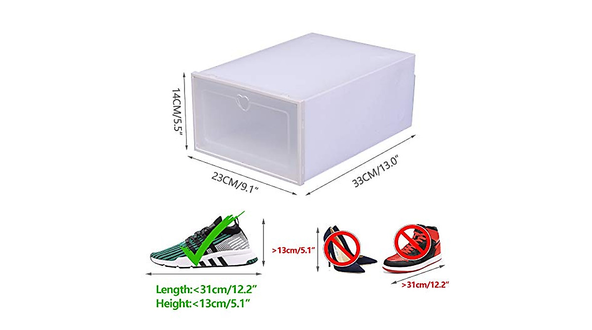 Clear Clamshell Shoe Storage Boxes - 24 Pack