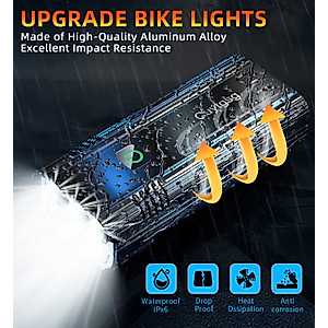 2025 New 6 LED 10000 Lumen Super Bright Bike Lights for Night Riding,360°Rotatable Bike Headlight,Bicycle Light-10 Modes,Runtime 36+ hrs,Upgrade Waterproof USB Rechargeable Bike Light,with Taillight