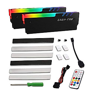EZDIY-FAB ARGB Memory RAM Cooler DDR Heatsink with Controller for DIY PC Game MOD DDR3 DDR4 (Compatible with ASUS Aura Sync,GIGABYTE RGB Fusion and MSI Mystic Light Sync)-Black-2 Pack