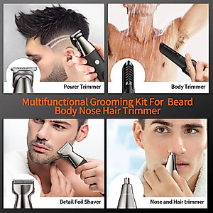 vsmooth Beard Trimmer for Men Multifunctional Hair Trimmer Mens Electric Clipper Suitable for Mustache Body Nose Ear Facial Trimmers Rechargeable Hair Clippers Waterproof Precision Trimmer