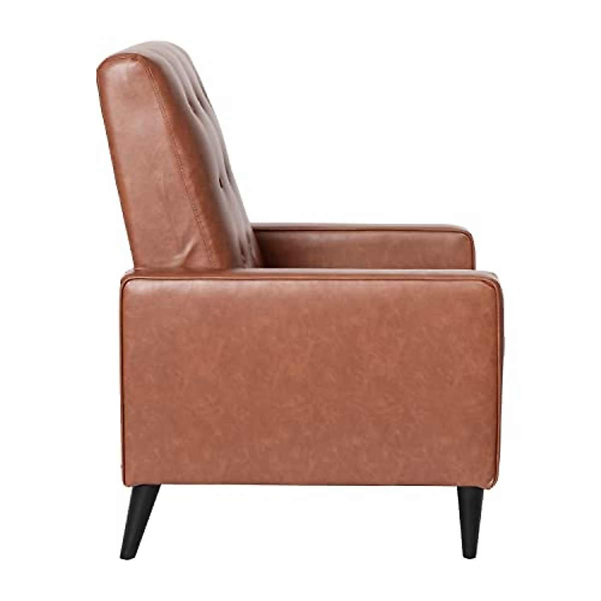 Flash Furniture Erza LeatherSoft Button Tufted Pushback Recliner, Mid-Century Modern Recliner Chair for Residential and Commercial Use, Cognac Brown