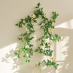 SOMYTING Artificial Daisy Garland Decorative Fake Flower Vine Hanging 5.6Ft Silk Flower Greenery for Home Garden Outdoor Ceremony Wedding Arch Floral Decor