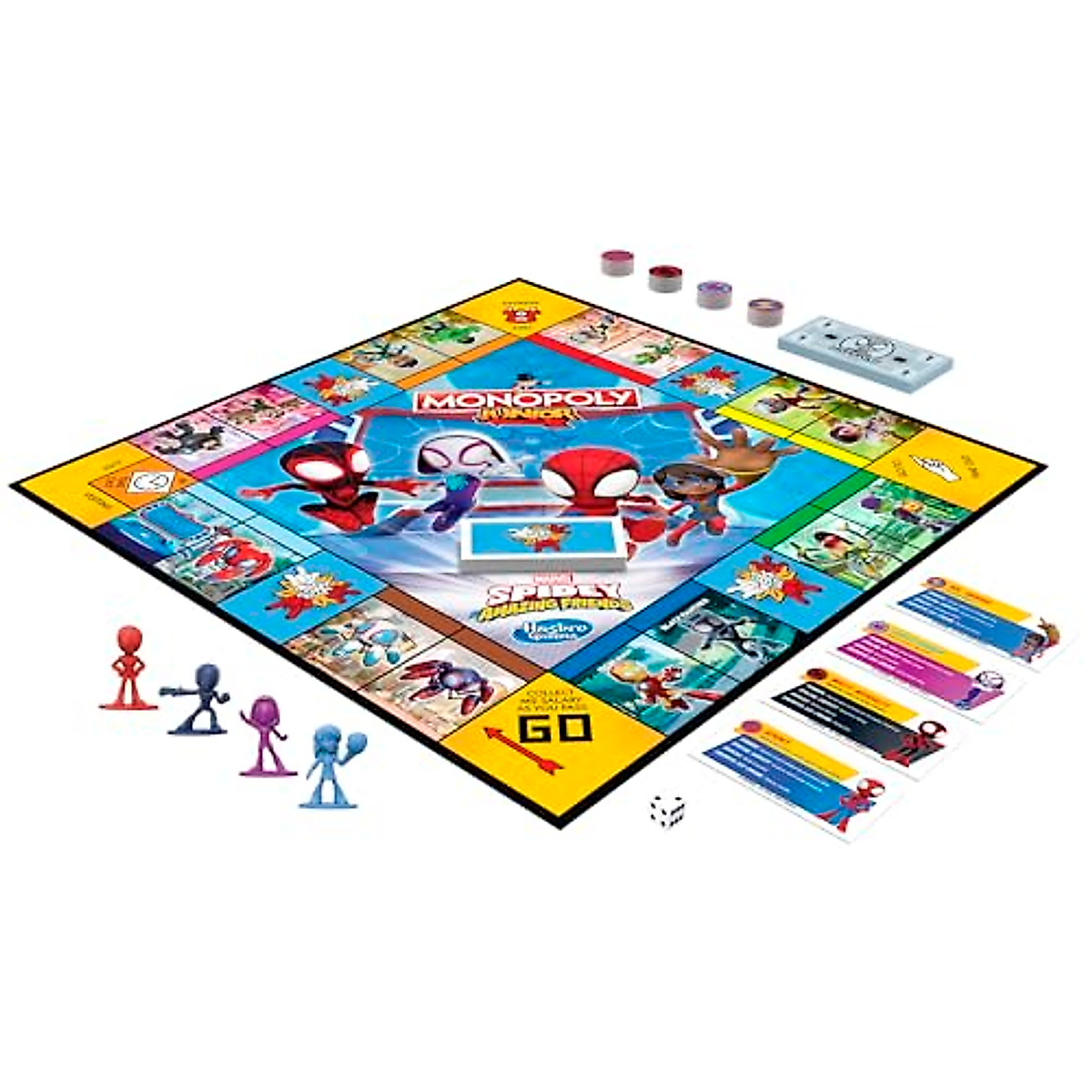 Hasbro Gaming Monopoly Junior: Marvel Spidey and His Amazing Friends Edition Board Game for Kids Ages 5+,with Artwork from The Animated Series,Kids Board Games