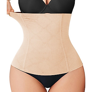 Nebility Womens' Waist Trainer Tummy Control Waist Cincher Slim Body Shaper (Beige Without Hook, S)