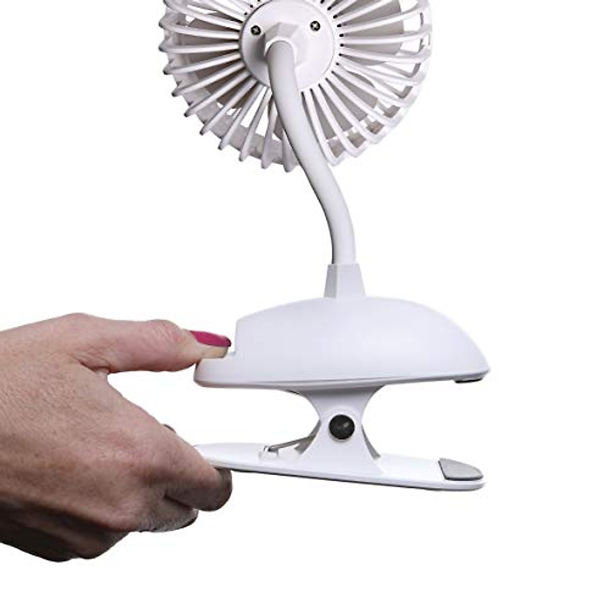 Dreambaby Portable USB Rechargeable Clip-On Stroller Fan - with Breeze Mode - White - Model L2348