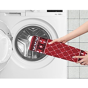 Gloria Non Slip Rubber Back Checkered Design Kitchen Rug Kitchen Runner Kitchen Mat Carpet for Kitchen Anti Slip Stair Treads (Checkered-Red, Runner (23"x84"))